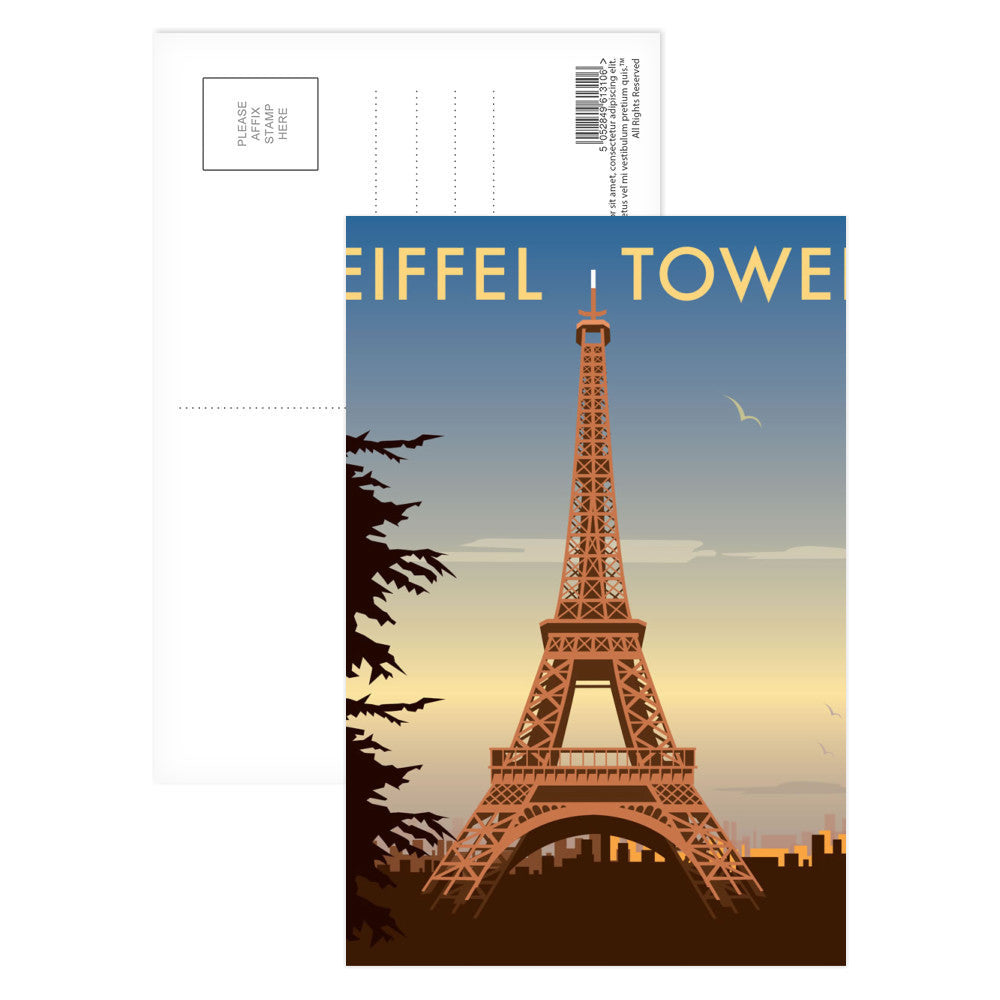 Eiffel Tower Postcard Pack of 8 – Dave Thompson Art
