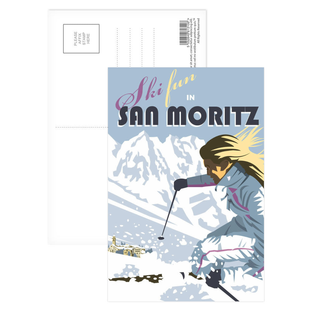 San Moritz Postcard Pack of 8 – Dave Thompson Art