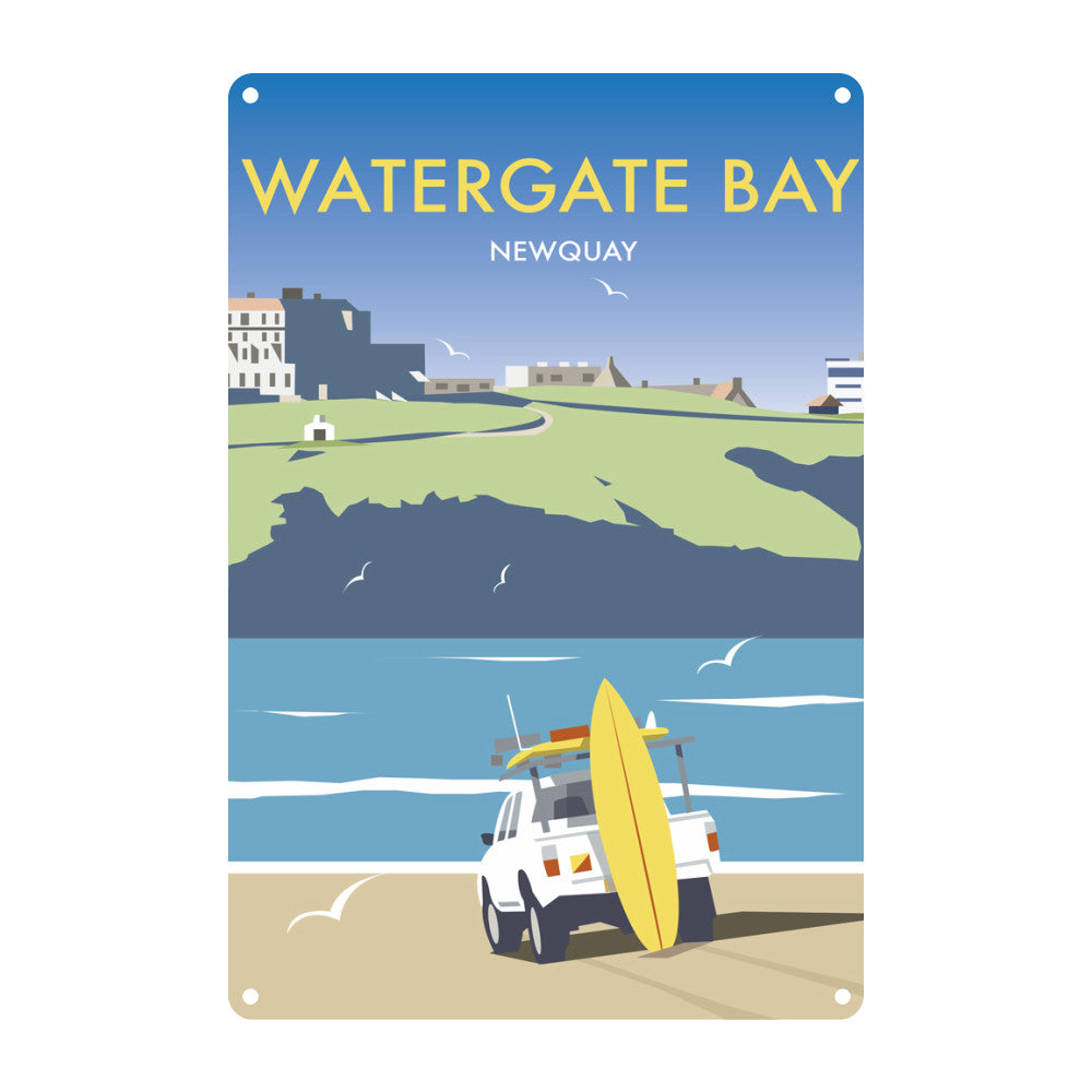 Watergate Bay Metal Sign – Dave Thompson Art