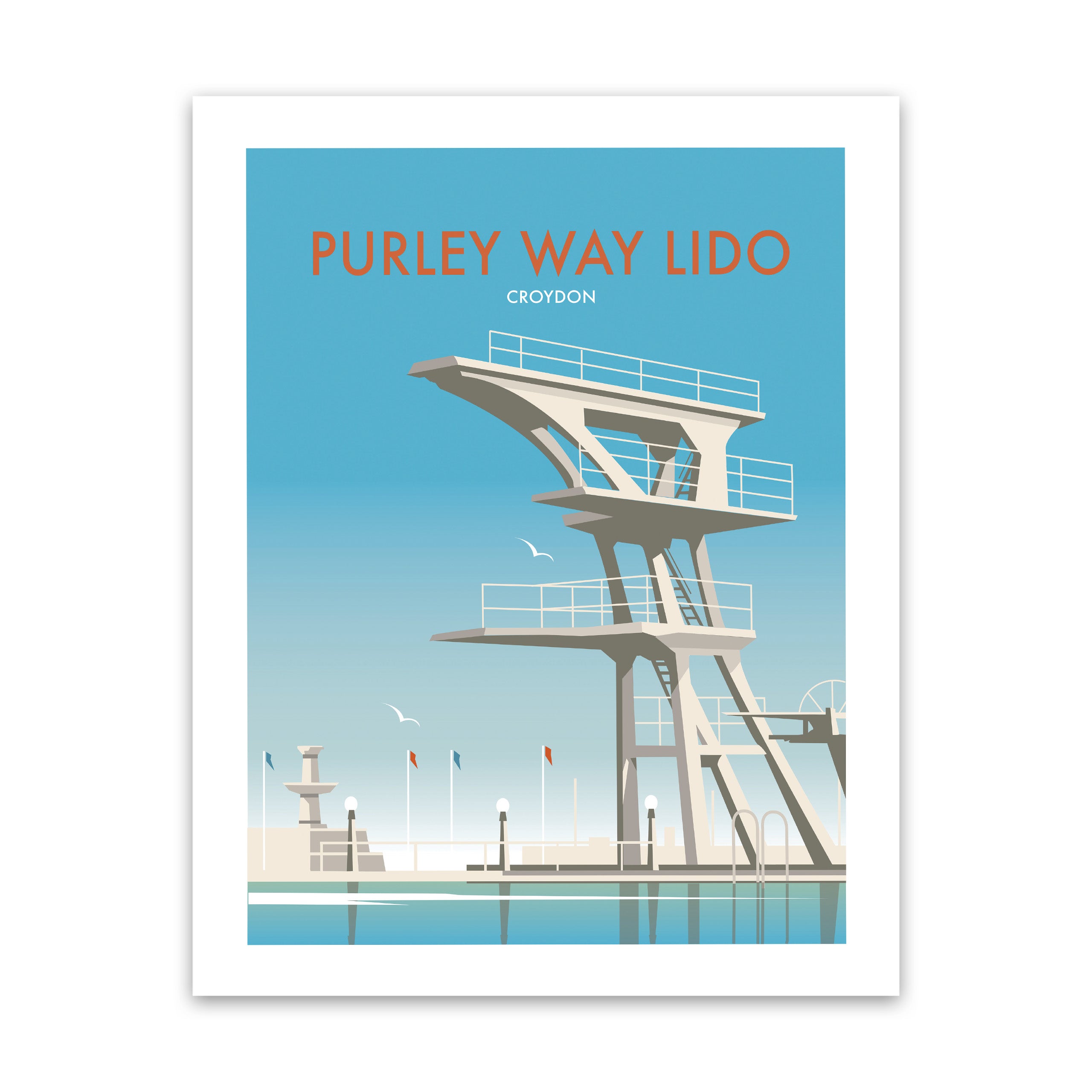 Purley Way Lido, Croydon Art Print – Dave Thompson Art